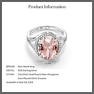 Gem Stone King 925 Sterling Silver 12X10MM Oval Gemstone Birthstone Halo Engagement Ring | Wedding Anniversary Promise Ring For Women | Available In Size 5,6,7,8,9