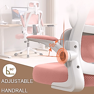 HDHNBA Office Chair High Back Ergonomic Office Chair with Lumbar Support Adjustable Headrest 3D Armrest and Lumbar Support for Home Office Chair Swivel Mesh Office Chair Pink Chair