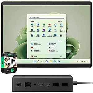 Microsoft QIL-00052 Surface Pro 9 13" Touch Tablet, Intel i7, 16GB/256GB, Forest Bundle Surface Dock 2 and 1 YR CPS Enhanced Protection Pack