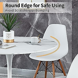 ANDORON Round Dining Table, 32 Inches Kitchen Tulip Table for 2-4 People with MDF Top and Metal Base, Modern Small Space Room Circle Table, End Table Leisure Coffee Side Table (White, 42" - Marble)