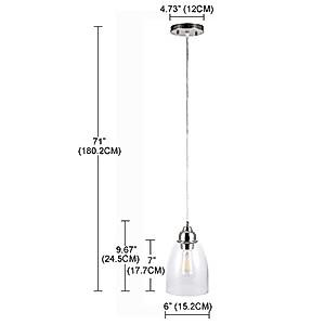 GRUENLICH Pendant Lighting Fixture for Kitchen and Dining Room, Hanging Ceiling Lighting Fixture, E26 Medium Base, Metal Construction with Clear Glass, Bulb not Included, 2-Pack, Nickel Finish