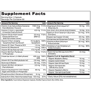 NATURELO One Daily Multivitamin for Men - with Vitamins & Minerals + Organic Whole Foods - Supplement to Boost Energy, General Health - Non-GMO - 60 Capsules - 2 Month Supply
