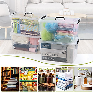 Fabnati 4-Pack 17.5 L Plastic Latching Storage Box, Clear Storage Bin with Handle