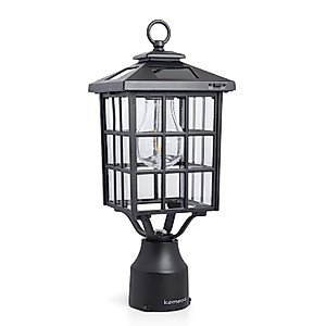 Kemeco ST4324Q-B Solar Post Light Squared Frame Exterior Waterproof Led Fixture for Outdoor Garden Street Post Pole Yard Driveway Walkway Entryways (Top Ring)
