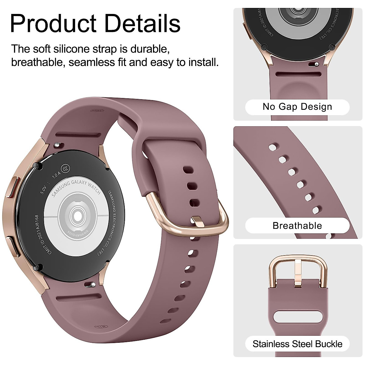 Meliya Silicone Bands for Samsung Galaxy Watch 4 / 5 Band 40mm 44mm, Galaxy Watch 4 Classic Band 42mm 46mm, Galaxy Watch 5 Pro Band 45mm, 20mm Soft Silicone Sport Strap for Samsung Galaxy Watch 4 / 5