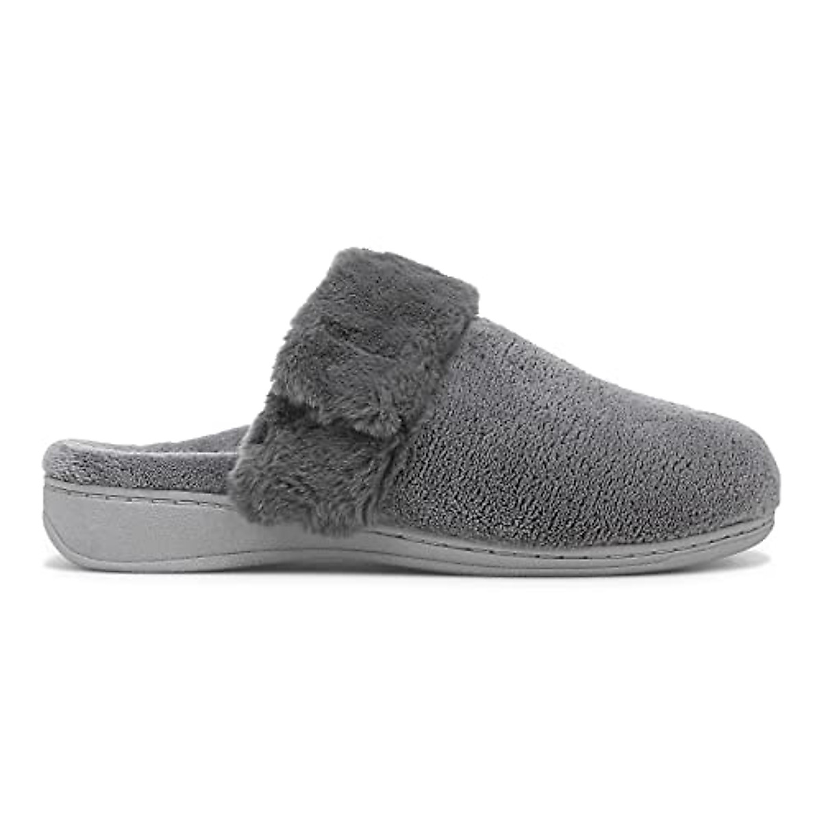 Vionic Adjustable Slipper with Orthotic Arch Support - Ind Charcoal - 7 Medium