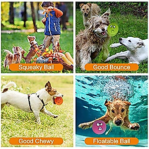 N-S Dog Toy,Squeaky Dog Toys Chewing Durable Teething Latex Rubber Soft Interactive Fetch Play Dog Balls with Funny Face for Puppy Small Medium Pet Dog (5PCS)