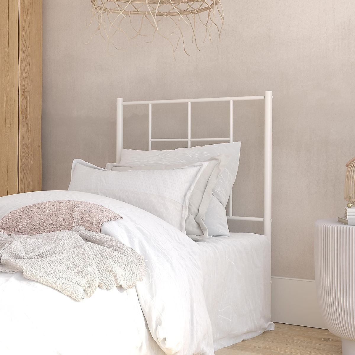 REALROOMS Praxis Metal Headboard, Full/Queen, Black