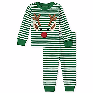 The Children's Place baby girls Family Matching Christmas Holiday Sets, Snug Fit 100% Cotton, Adult, Big Kid, Toddler, Pajama Set, Rudolph Stripe, 3T US