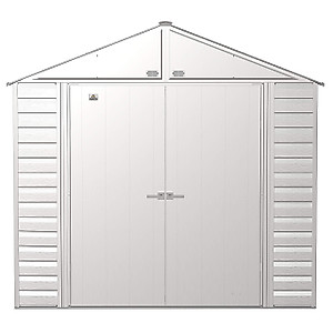 Arrow Select 8' x 8' Outdoor Lockable Steel Storage Shed Building, Flute Grey