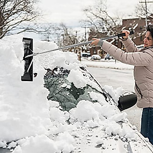 GYMAX Snow Roof Rake, 4.8-20FT Extendable Aluminum Snow Removal Tool with Anti-Slip Handle & 25” Wide Blade, Snow Rake for House Roof Leaves, Dribs