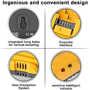 DCB102 Battery Charger Station for Dewalt Battery,Simultaneous Charging for 12V and 20V Max Battery, Compatible with DCB124 DCB126 DCB200 DCB205 Yellow