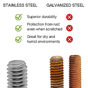 Project Patio 1/4-20 Adjustable Furniture Leg Leveling Feet Stainless Steel Threaded Screw Glide Replacement Outdoor Table Chair Parts - 16 Pack