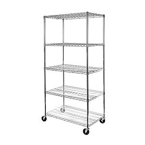 Seville Classics UltraDurable Heavy Duty NSF Solid Steel Wire Rack Storage Unit, Organizer for Garage, Warehouse, Office, Restaurant, Classroom, Kitchen, Steel, 5-Tier Shelving, 36" W x 24" D