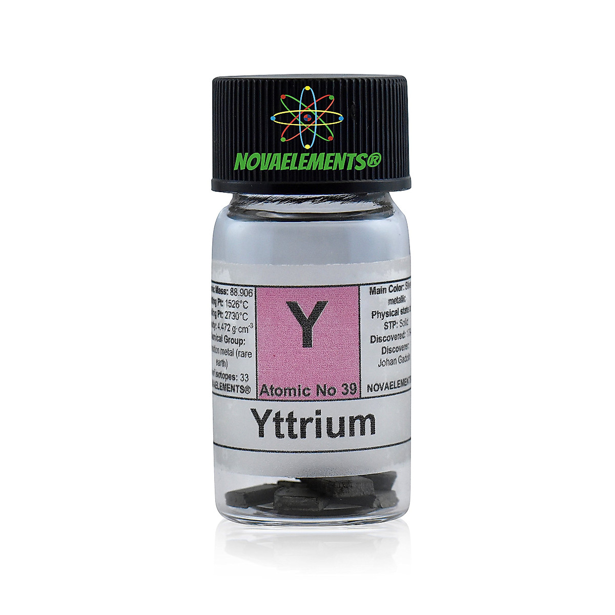 Yttrium Element 39 Y, Pure Sample 1 gram 99.95% in Glass Vial with Label