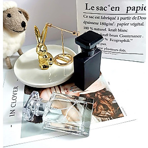 4 Pack-30ML +10ML Flint Glass Refillable Perfume Bottle, Square Portable Cologne Atomizer Empty Bottle with Spray Applicator For Travel (Transparent and Black)