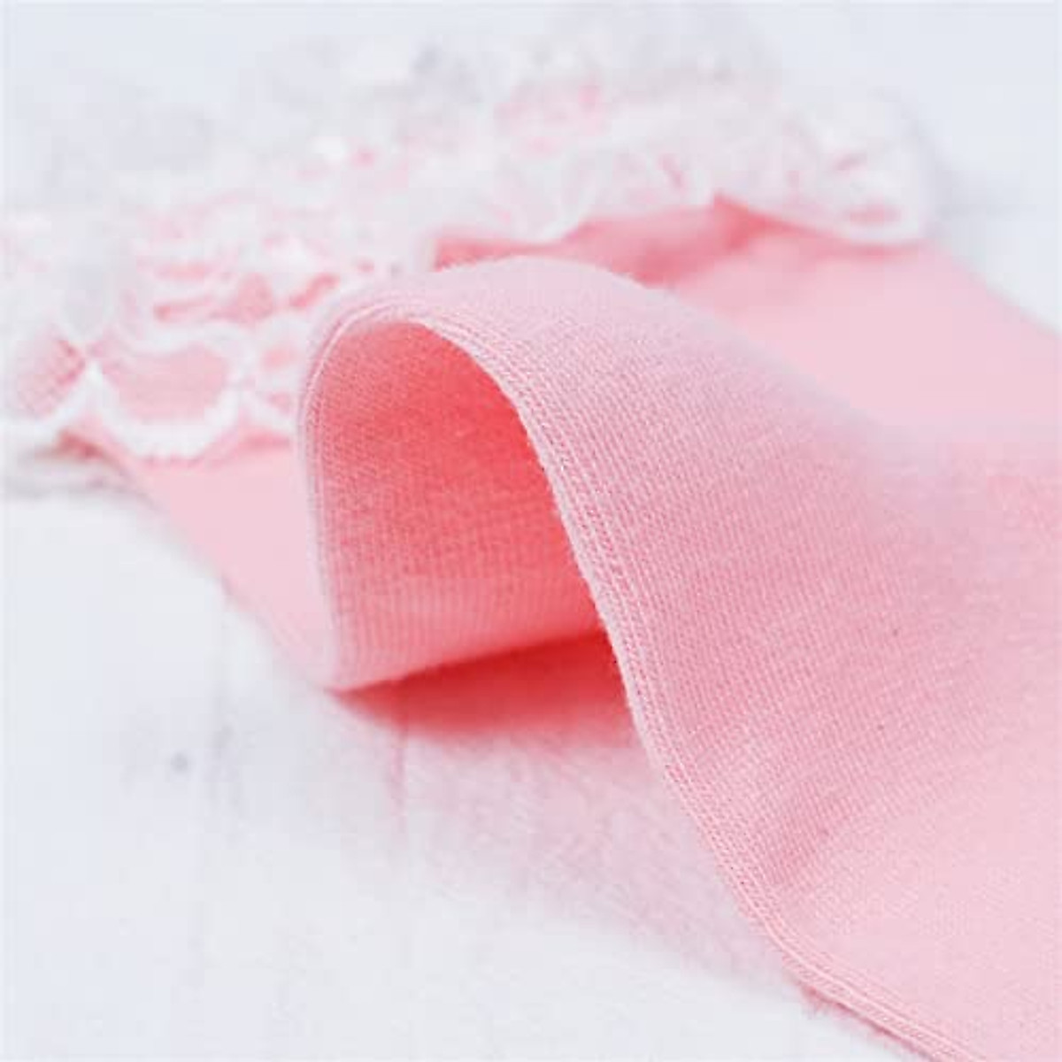 RMSWEETYIL Lace Ruffle Frilly Socks for Women, Cute Lace Ankle Socks (2 Pairs-white+pink)