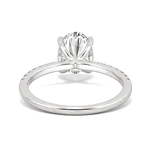 14K White Gold Moissanite by Charles & Colvard 9x7mm Oval Engagement Ring-size 5.5 2.34cttw DEW