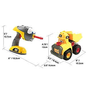 CAT Construction Toys, Junior Crew Fix-It Fleet Construction Toy Dump Truck, Ages 3+, Motorized Drill, Lights & Sounds, Fine Motor Skills, Batteries Included