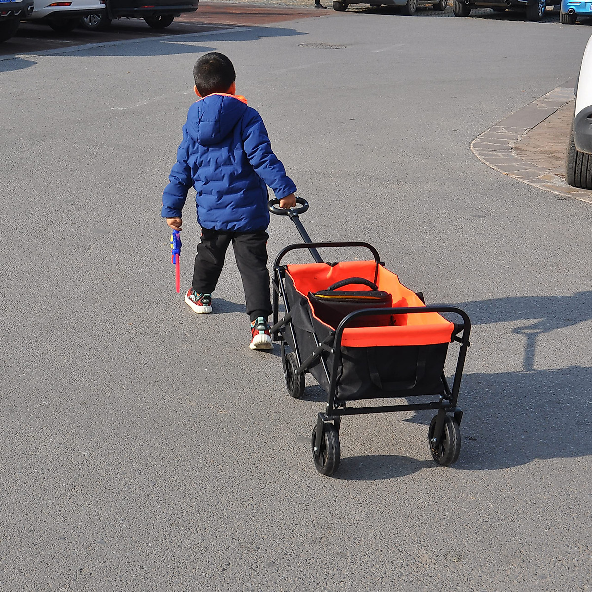 HJRTFLXC Folding cart That Does not Need to be Assembled Station Wagon, Grocery cart (Black+Blue Mini cart)
