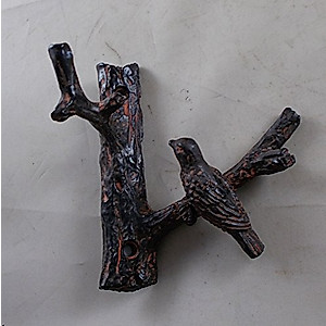 Iron Coat Hook Bird on Tree Branch