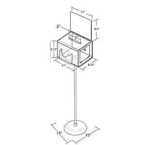 Azar Displays 206325-CLR Suggestion Box with Lock and Keys, Donation Box, Offering Box, Locked Display Stand, Acrylic Sign Holder on Pedestal, Clear Locking Box with Slot, 11"x 8.25"x8.25"