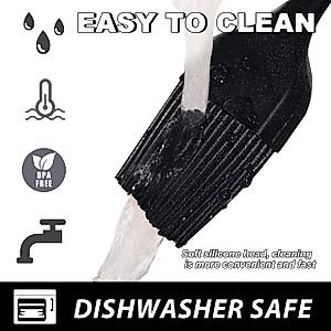 Anaeat 2 Pack Silicone Basting Pastry Brushes - Heat Resistant Brush with Soft Bristles, Hygienic One Piece Design, Marinade Brush Great in Baking for Spreading Oil Butter Sauce BBQ Grill (Black)