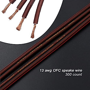 JORZOR Audiophile Grade Speaker Cable with Gold Plated Banana Plugs,Oxygen-Free Copper (OFC) 13AWG, (6.6 Feet 2 M), Pair……, 2M(6.6FT)