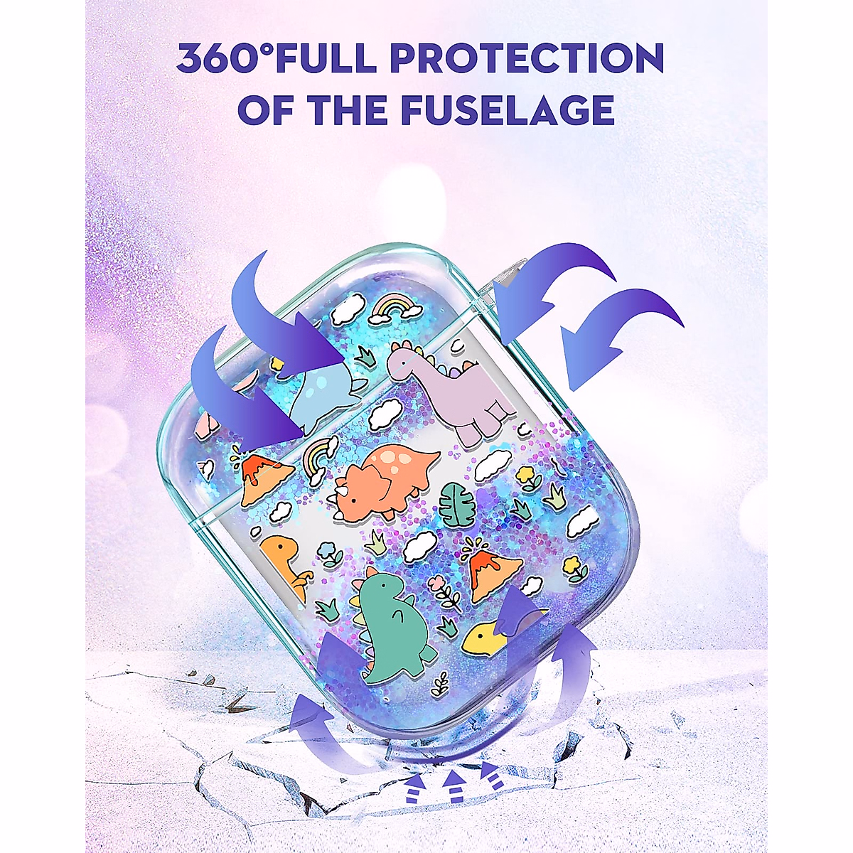 Kokaaee for Airpod Case 2nd & 1st Generation Cover Kawaii Funda Cute Aesthetic Girl Women Protector Liquid Glitter Bling Sparkly Design Estuche Keychain Girly for Apple Air Pod 1/2 Gen