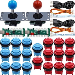 SJ@JX Arcade Game 2 Player Controller DIY Kit Microswitch Recessed Button 4&8 Way Joystick Zero Delay USB Encoder Fighting Stick Handles Console for PC MAME Raspberry Pi Retropie