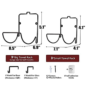 DIY Bathroom Towel Rack Holder Set - Adjustable Wall Mounted & Over The Door Hanging Storage Organizer for Hand/Bath Towels, Set of 6