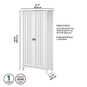 Bush Furniture Salinas Kitchen Pantry Cabinet with Doors, Pure White and Shiplap Gray