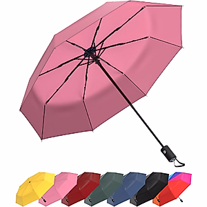 Rain-Mate Compact Travel Stick Umbrella - Pocket Portable Folding Windproof Mini Umbrella - Auto Open and Close Button and 9 Rib Reinforced Canopy