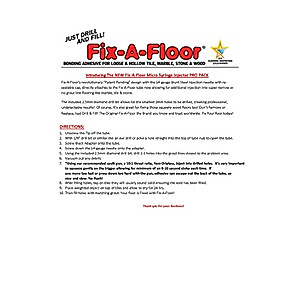 The Original Award Winning Fix-A-Floor Micro Syringe Adapter Pro Pack (6) For Loose & Hollow Flooring Repair. The Micro Syringe Injector should only be used in grout lines less than 1/8”