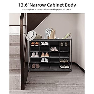 MULISOFT 5-Tier Shoe Cubby with 20-Grid Storage, Shoe Rack Organizer for Maintaining Shoes, Stackable Cubby Shoe Rack, Easy-to-mobile Shoe Organizer Cubby for Entryway, Closet, Bedroom, Garage, Black