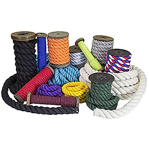 Ravenox Natural Twisted Cotton Rope | (Black)(1/2 Inch x 10 Feet) | Made in The USA | Strong Triple-Strand Rope for Sports, Décor, Pet Toys, Crafts, Macramé & Indoor Outdoor Use