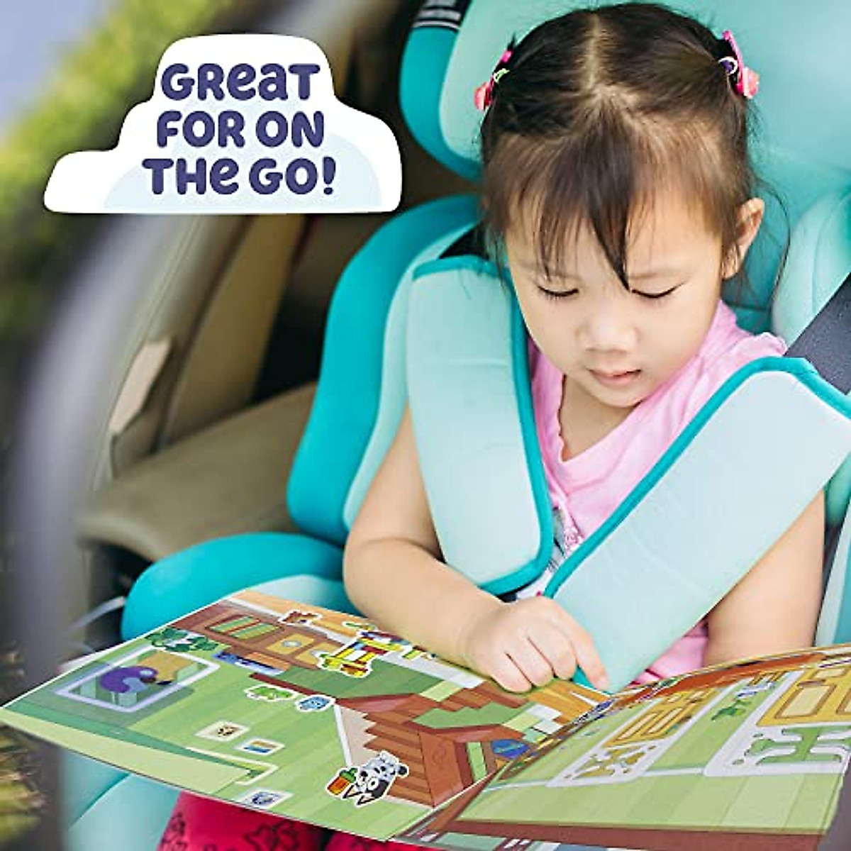 Bluey Sticker Playset, 35+ Reusable Bluey Stickers, 2 Sticker Play Scenes, Puffy Bluey Repositionable Stickers for Kids, Bluey & Bingo Removable Stickers, Perfect for Travel, Screen-Free Fun