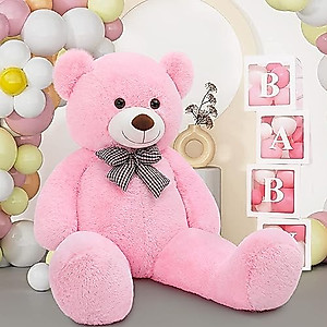 MaoGoLan Huge Pink Stuffed Animals 47 inch Life Size Cute Teddy Bears Big Giant Teddy 4 Feet for Baby Girls Shower Decorations