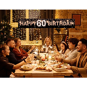 Joyiou Happy 60th Birthday Banner Decorations, Rose Gold Large 60th Birthday Sign, Sixty Birthday Party Decorations Supplies for Women, 60 Years Old Birthday Photo Booth Backdrop (9.8x1.6ft)