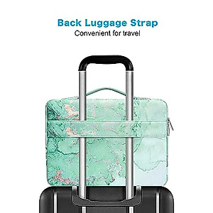 MOSISO 360 Protective Laptop Sleeve Compatible with MacBook Air/Pro, 13-13.3 inch Notebook, Compatible with MacBook Pro 14 inch 2023-2021 A2779 M2 A2442 M1, Watercolor Marble Bag with Belt, Green