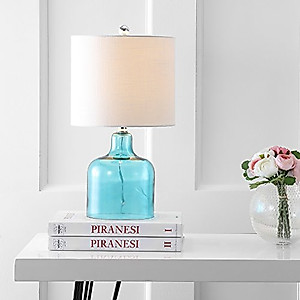 JONATHAN Y JYL1027A Gemma 19" Glass Bell LED Table Lamp, Coastal, Cottage, Transitional, Modern, Office, Living Room, Family Room, Dining Room, Bedroom, Hallway, Foyer, Moroccan Blue