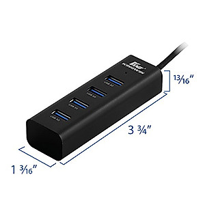 Kingwin USB Hub 4 Port USB 3.0 Data Hub Aluminum for Mobile SSD, MacBook, Mac Pro/Mini, iMac, Chromebook, Surface Pro, USB Flash Drives, Notebook PC, XPS, and More (KWZ-400-BK)