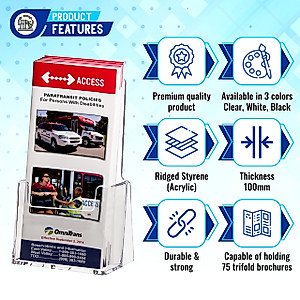 Clear-Ad - Acrylic Trifold Brochure Holder - Rack Card Display - Pamphlet Stand - LHF-S100 (Single Pack)