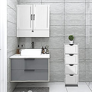 VINGLI Bathroom Medicine Cabinet 2 Door Wall Mounted Storage Cabinet Over Toilet Cabinet Bathroom Kitchen Office Floating Storage Collection Orgaznier White
