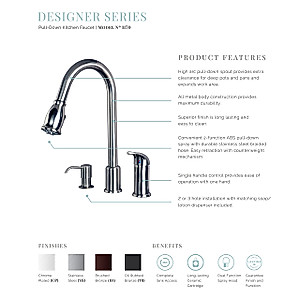 Laguna Brass 1170TB Designer Single Handle Pull-Down Kitchen Faucet with Soap/Lotion Dispenser, 16", Oil Rubbed Bronze Finish