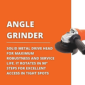 Fein Handy Compact Angle Grinder Tool with 5-8/11" Mounting Thread and 4-1/2" Grinding Wheel - Metal/Plastic, 820 W, 12,500 RPM - WSG 7-115 PT/72223160120