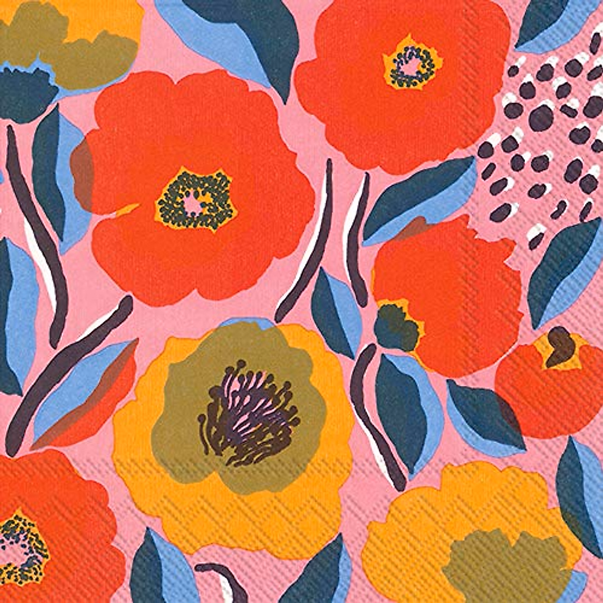 Boston International IHR Ideal Home Range 3-Ply Paper Napkins Marimekko Collections Party Napkin Pack, Cocktail Size, Rosarium Rose, 5" x 5", 20-Count