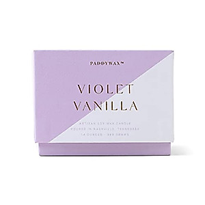 Paddywax Whirl Soy Wax Scented Candle, 14-Ounce Swirl Glass-Jar Holder, Violet Vanilla