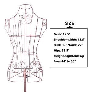 Female Rose Gold Metal Steel Wire Mannequin Dress Form for Sewing Display