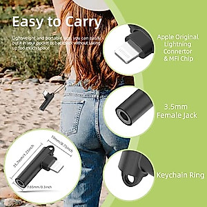 Mangotek Lightning to 3.5 mm Headphone Jack Adapter, Apple MFi Certified Right Angle iPhone Headphone Adapter Aux Dongle Audio Converter Compatible with iPhone 14 13 12 11 Pro Max 7 8 Plus SE X XR XS